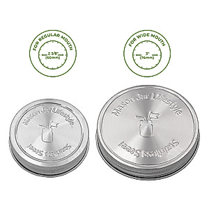 Mason Jar Lifestyle 5 Pack Stainless Steel Storage Lids with Platinum Silicone Liners for Wide Mouth Jars – Heavy Duty Caps for Mason Jars – Airtight & Leak-Proof Design