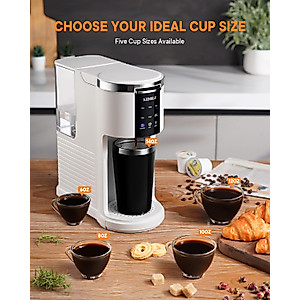 KIDISLE 3 in 1 Single Serve Coffee Maker for K Cup Pods & Ground Coffee & Teas, 6 to 14oz Brew Sizes with 40oz Removable Water Reservoir, Self-cleaning Function, White