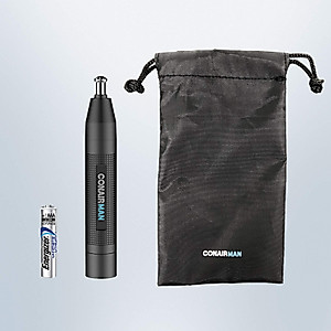 ConairMan Nose Hair Trimmer for Men, For Nose, Ear, and Eyebrows, Patent 360 Bevel Blade for No Pull, No Snag Trimming Experience, Cordless Lithium-Powered Trimmer with Drawstring Bag