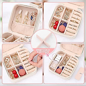 XZUZ Small Travel Jewelry Boxes, Portable Jewelry Organizer Display Storage boxes for earrings, rings, necklaces, jewelry boxes for women. (white).