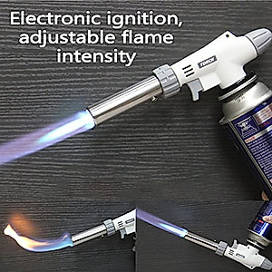 Electronic ignition Butane Torch - Culinary Torches Chef Cooking Professional Adjustable Flame for BBQ, Baking, Jewelry (gas Not Included)