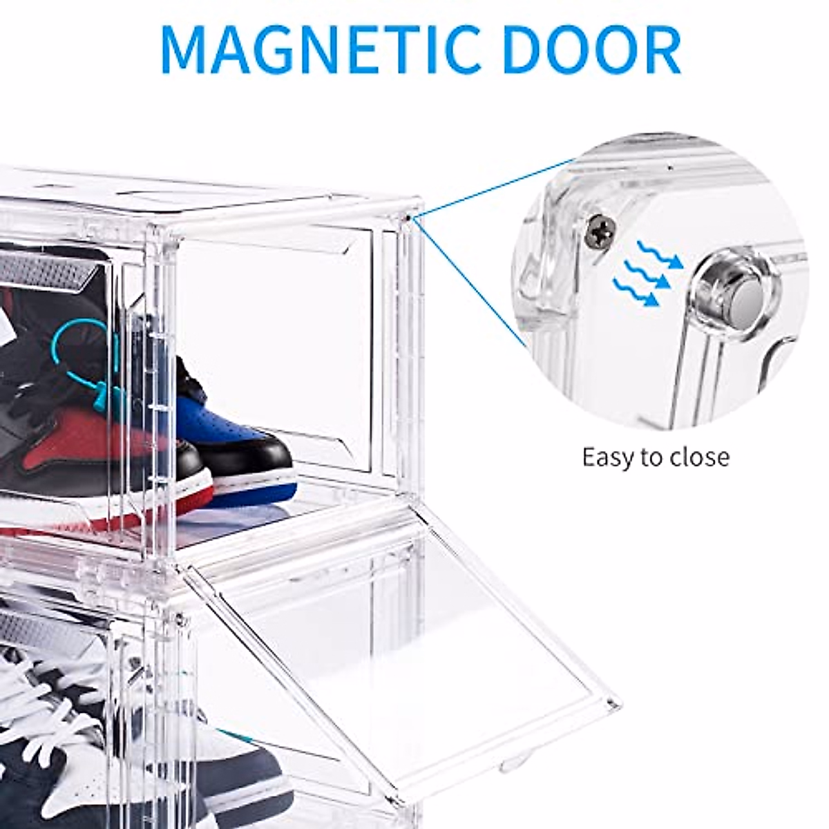 TABINBOX Clear Plastic Shoe Boxes, Stackable Shoe Cases, Clear Sneaker Storage Organizer(4 Pack)