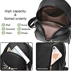 ARDIKAMA Mini Backpack Purse for Girls Teens Women Small Fashion Backpack PU Leather Shoulder Backpacks with Cat Print Pearlescent Violet