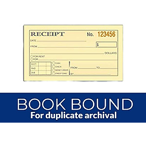 1InTheOffice Money and Rent Receipt, 2-3/4 x 5-3/8 Inches, 2-Parts, Carbonless, White/Canary, 50 Sets per Book (4 Books)