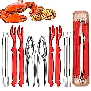 12Pcs Seafood Tools Set, Crab Leg Crackers And Tools - 2 Crab Crackers, 4 Lobster Shellers, 6 Crab Leg Forks/Picks Nut Cracker Forks Set, Opener Shellfish Lobster Leg Sheller Knife Kitchen Accessories