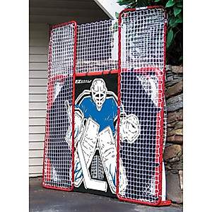 EZ Goal Folding Hockey Training Goal Net w/ Backstop, Targets, & Shooter Tutor , Red/White, 2-Inch