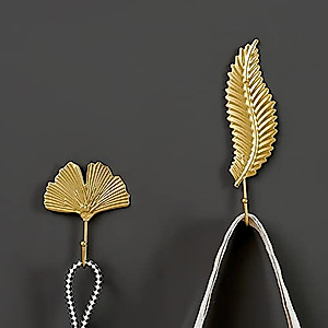 BOOMLATU Large Decorative Leaves Iron Hooks,Wall Mounted Single Coat Hooks Pack of 3 (Style A)