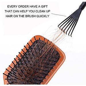 MIEDEON Hair Brush Paddle Brush Flexible Cushion Hairbrush for Thick Curly Thin Long Short Dry Hair Adds Shine and Makes Hair Smooth, For Women Men Children, With Gift Comb Cleaner (1)