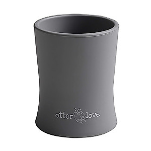 otterlove Natural Grip Silicone Cup (Smoke) + Waterproof Silicone Bib (Island Sea) Bundle