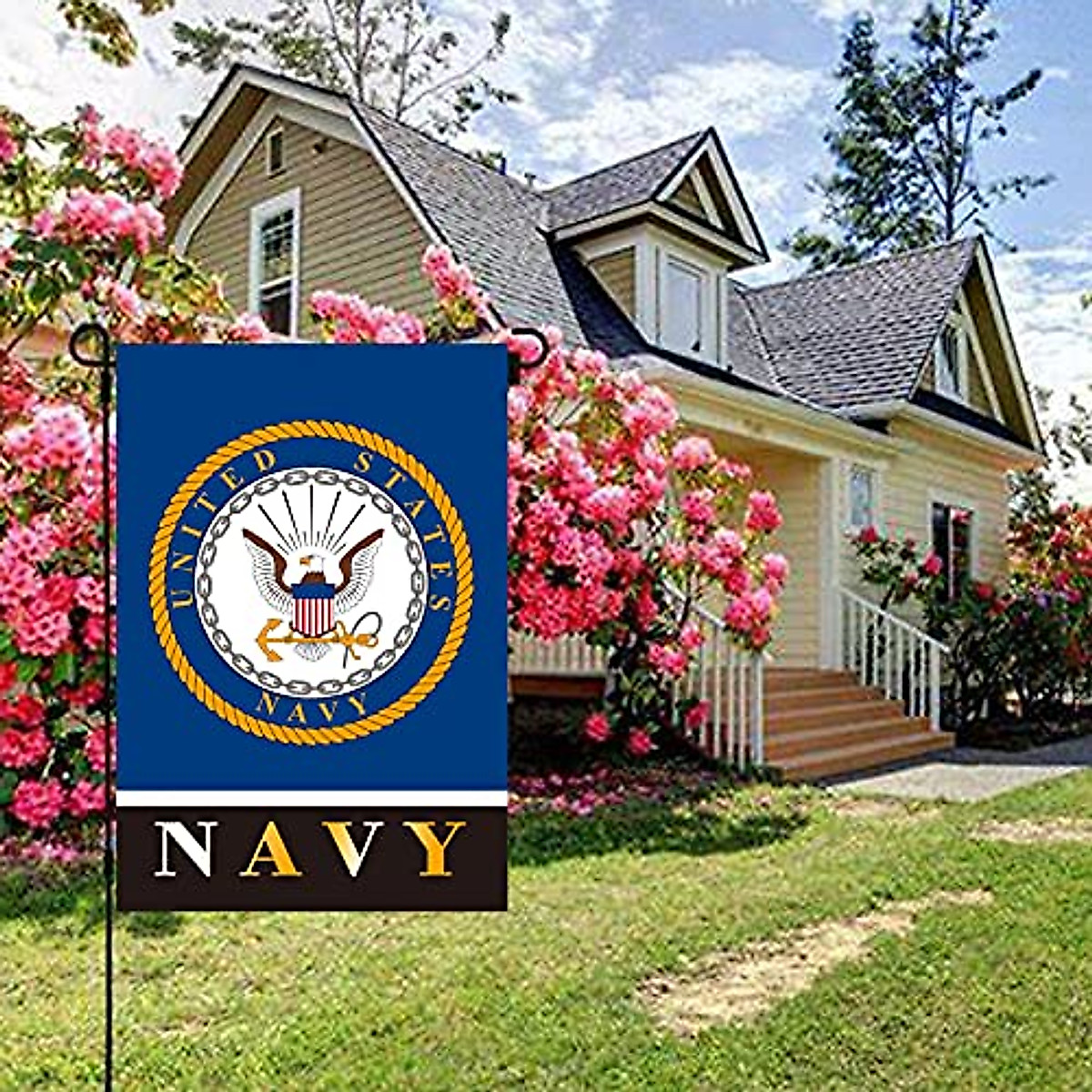 US Navy Military Garden Flags 12x18 Double Sided- United States USN Navy Memorial Small Flag Yard Banner for US Navy Naval