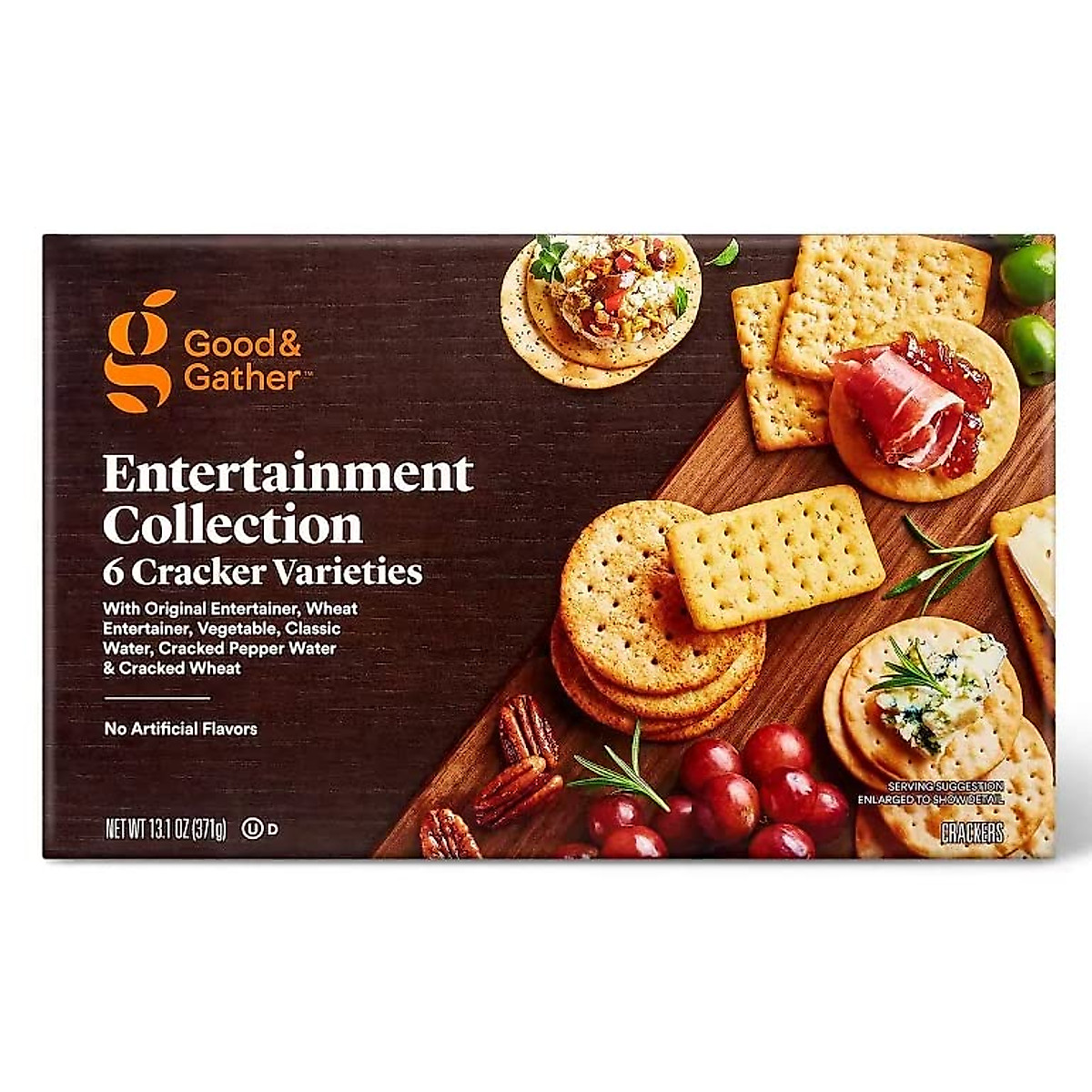 Good & Gather Entertainment Collection 6 Cracker Varieties 13.1 Oz. Original, Wheat, Vegetable, Classic, Cracked Pepper and Cracked Wheat.
