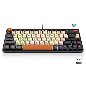 NACODEX 65% Bluetooth Mechanical Keyboard Hot Swappable Box Brown Switch, PBT SA Spherical Keycaps, Music Rhythm Customizable RGB, 2.4G/Type-C Mini Keyboard for PC Mac Window (Brown Switch)