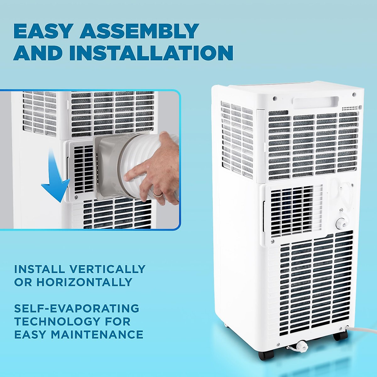 Ivation 9000 BTU Compact Portable Air Conditioner, Smallest AC Unit with Powerful Cooling, Multi-Speed Fan, Dehumidifier, Sleep Mode, Built-In Timer, Remote Control, Washable Filter, Wheels & Handle