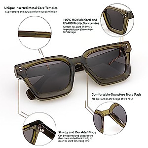 FEISEDY Sunglasses Men Women Polarized, Chunky Square Thick Frame, Rectangle UV400 Shade Sun Glasses B2396