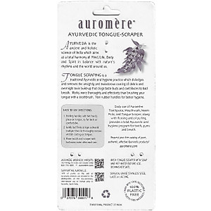 Auromere Tongue Cleaner, Ancient Oral Hygiene, Eco Friendly, Zero Waste, Stainless Steel, Eliminate Bad Breath (1 Pack)