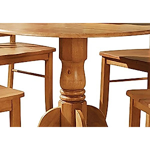 East West Furniture Dublin 5 Piece Kitchen Set for 4 Includes a Round Room Table with Dropleaf and 4 Dining Chairs, 42x42 Inch, Oak