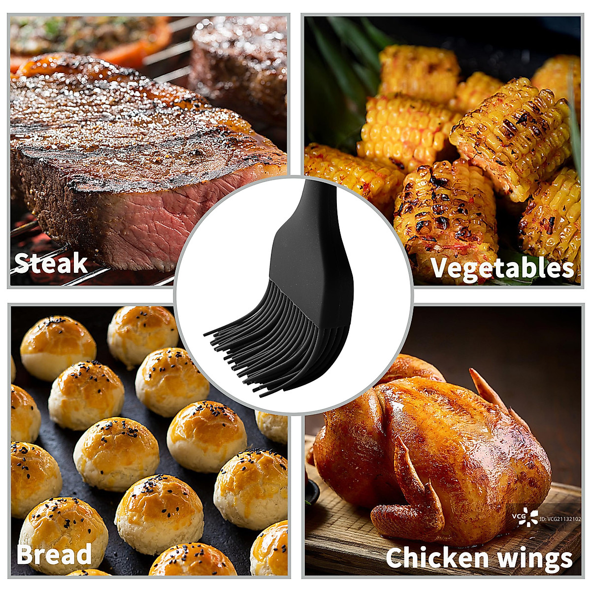 VITUER Silicone Basting Pastry Brush, 5 PCS Colorful Silicone Food Brush for Baking Cooking BBQ Grill Spread Oil Butter Sauce, Heat Resistant, Dishwasher Safe (5Pack, Rainbow Colors)