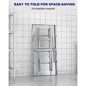 RIEDHOFF Stainless Steel Folding Table 48" x 24" Without Undershelf, [NSF Certified][Heavy Duty] Commercial Kitchen Prep Table for Home, Restaurant, Outdoor