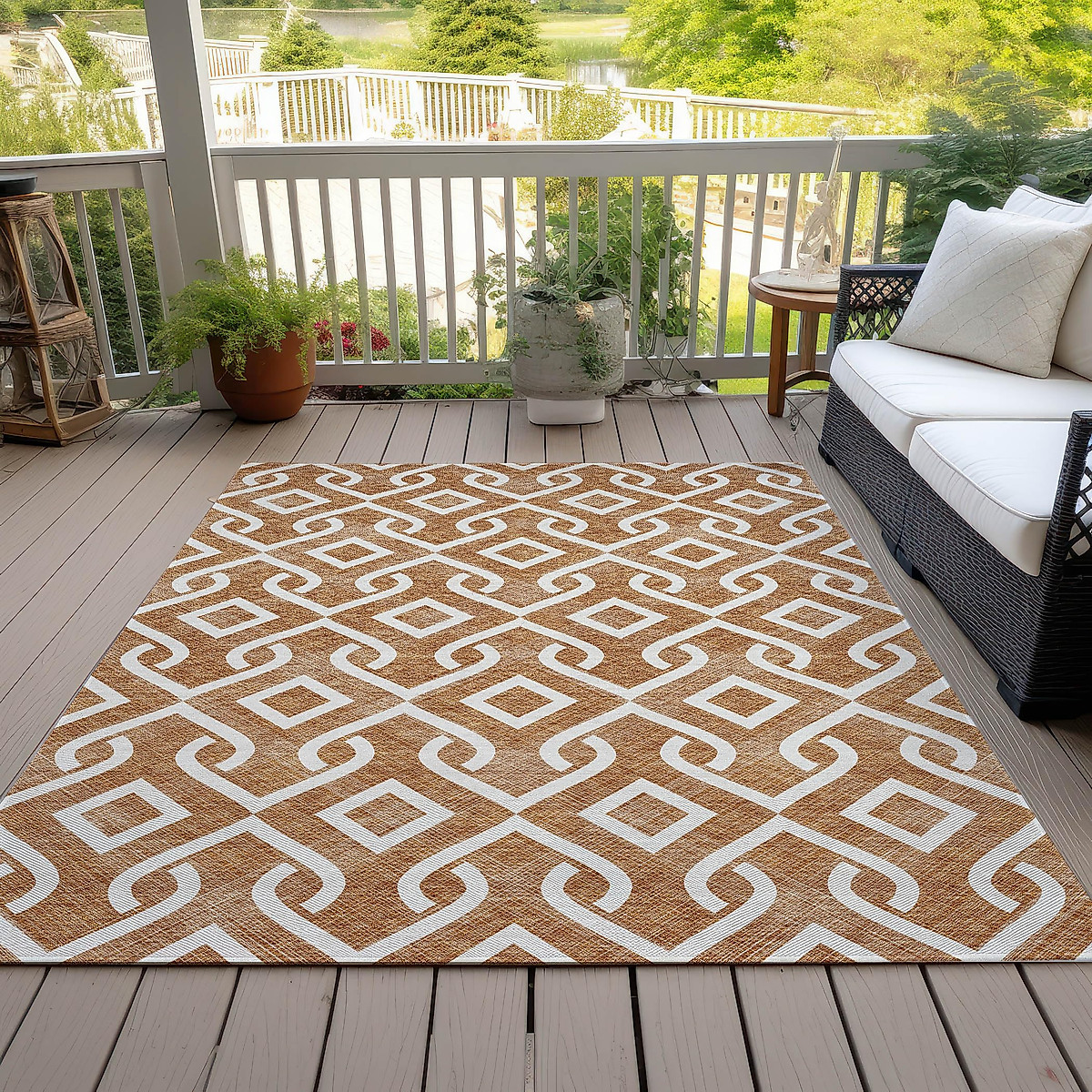 Addison Rugs Chantille ACN621 Paprika 9' x 12' Indoor Outdoor Area Rug, Easy Clean, Machine Washable, Non Shedding, Bedroom, Living Room, Dining Room, Kitchen, Patio Rug