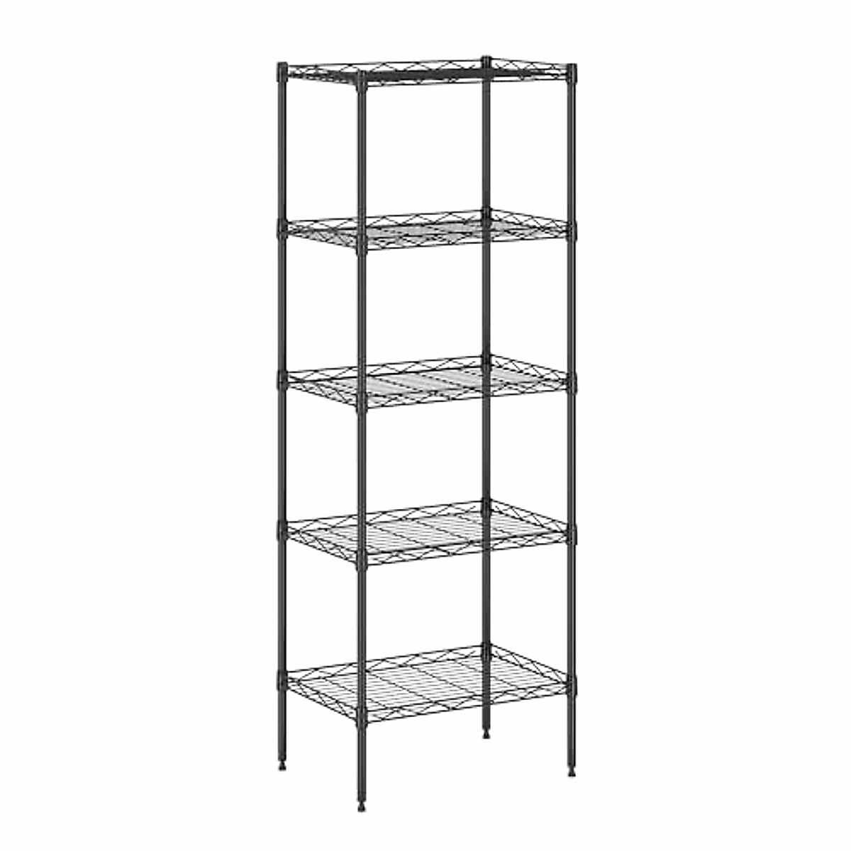 Furinno Wayar 5-Tier Metal Storage Shelf Rack, 17 x 12 x 48, Black