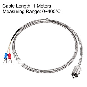 uxcell J Type Thermocouple 5mmx21mm Temperature Sensor Probe with 1 Meters Cable 32-1112F/0-600C