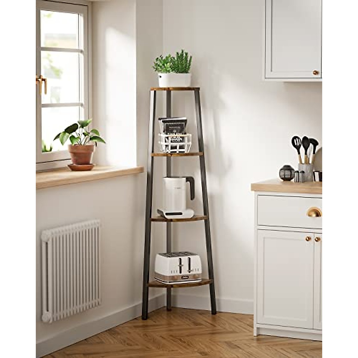 Pipishell 4 Tier Corner Shelf & 4 Tier Standing Bookshelf