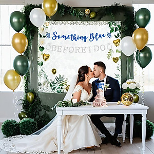 Something Blue Before I Do Banner Glitter with Cake Topper and Cupcake Toppers - Something Blue Bridal Shower Decorations,Bridal Shower Banner for Blue Bachelorette Wedding Engagement Party Supplies