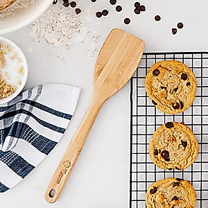 Chef Pomodoro Wooden Cooking Utensils 3-Piece Set, Bamboo | Large 12.5-Inch, Wooden Spatula for Cooking, Kitchen Utensil Set | Wooden Kitchen Frying Set,