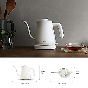 BALMUDA The Kettle | Electric Lightweight Gooseneck Kettle | Stainless Steel | 0.6L (20fl oz) Capacity | Neon Light Indicator | Perfect for Tea and Coffee | K02H-WH | White | US Version
