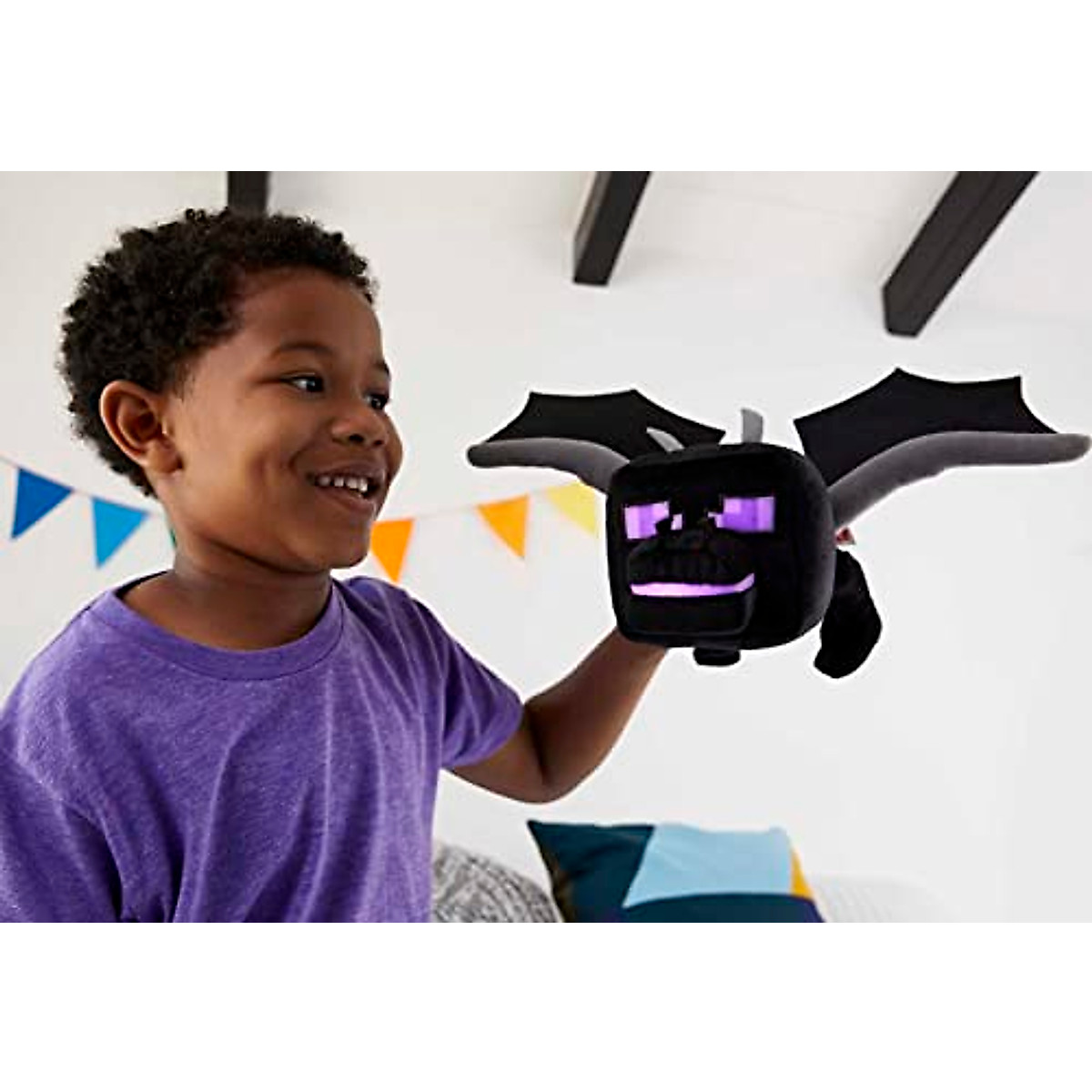 Mattel Minecraft Ender Dragon Plush Toy with Lights & Sounds, 12-Inch Soft Doll with Posable Wings, Video Game Character