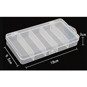 3 Pack 5 Grid Clear Plastic Fishing Tackle Accessory Box Container, Clear Tiny Fishing Lure Bait Hooks Storage Box for Jewelry Making Organizer (7.08 x 3.74 x 1.18inch)