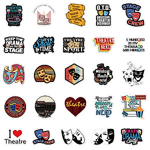 63Pcs Theater Stickers Graffiti Aesthetics Waterproof Vinyl for Kids Girls Boys Teens Adults for Water Bottles Laptop Suitcase for Birthday Party Supplies Halloween Decoration Favors