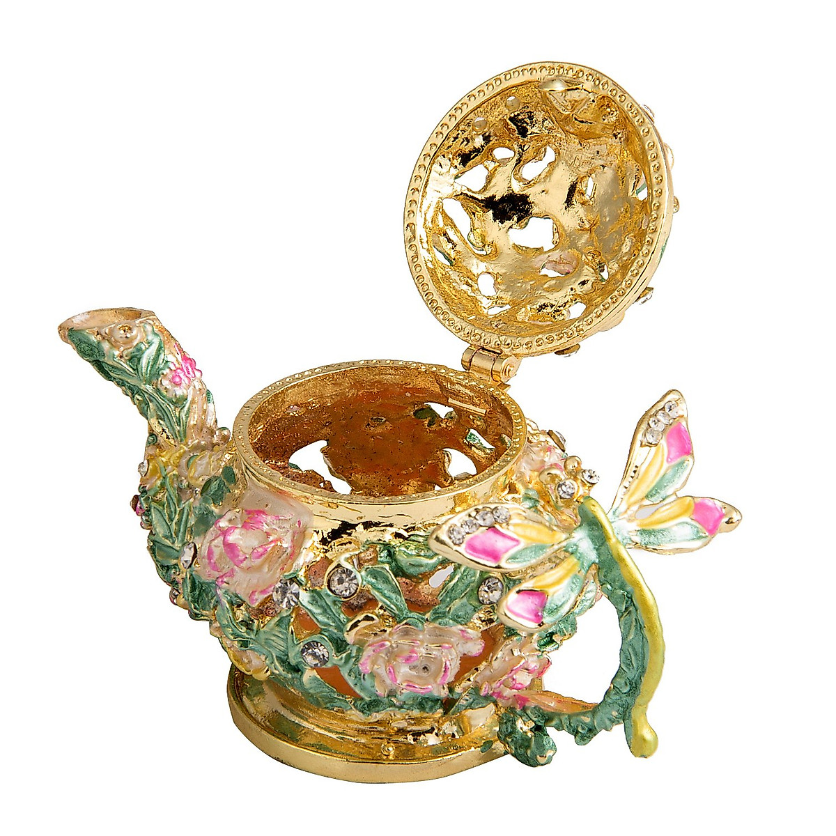 QIFU Hand Painted Teapot Style Enameled Trinket Box Hinged Unique Gift for Home Decor …