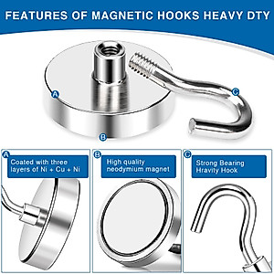 LOVIMAG Magnetic Hooks for Cruise Cabins, 150Lb Magnet Hooks, Cruise Essentials, Locker Accessories, Classroom Must Haves, Magnetic Hooks for Hanging, Refrigerator, Classroom, Whiteboard -21Pack