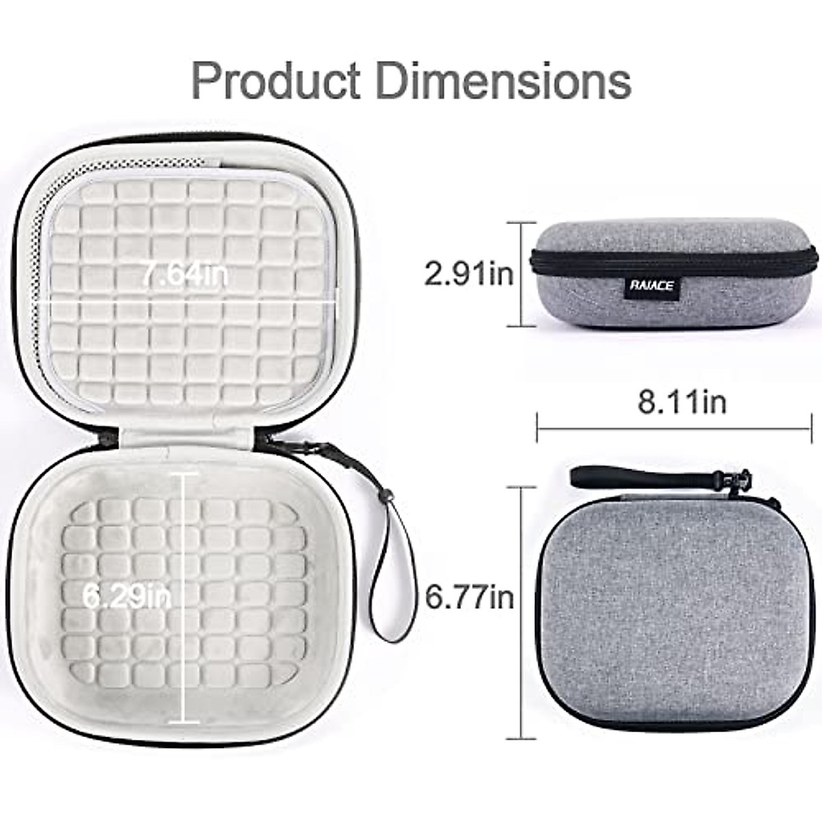 RAIACE Hard Storage Case Compatible with JBL Tune 710BT/ JBL Live 650BTNC Bluetooth Headphone. (Case Only)-Gray(Gray Lining)