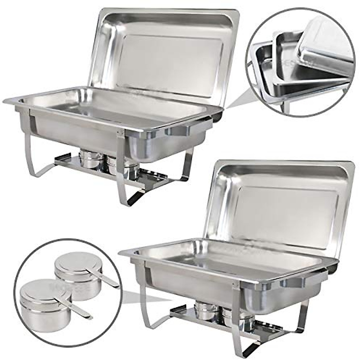Uniquely Designed Frame, 4 Pack Catering Stainless Steel Chafer Chafing Dish Sets 8 Qt Party Pack