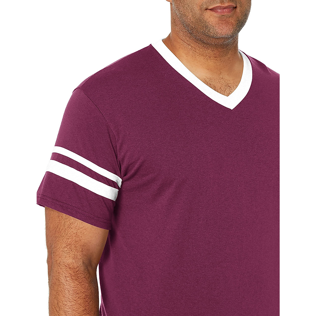 Augusta Sportswear Men's Sleeve Stripe Jersey, MAROON/WHITE, X-Large