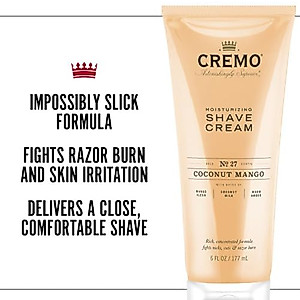Cremo Coconut Mango Moisturizing Shave Cream, Astonishingly Superior Ultra-Slick Shaving Cream for Women Fights Nicks, Cuts and Razor Burn, 6 Fl Oz (Pack of 2)