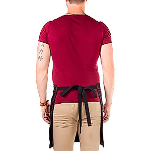 Under NY Sky Half Deep Black Apron with Durable Twill – Bistro Apron, Waist Apron adjustable for Men and Women – Professional Barista, Bartender, Mixologist, Florist, Server Aprons