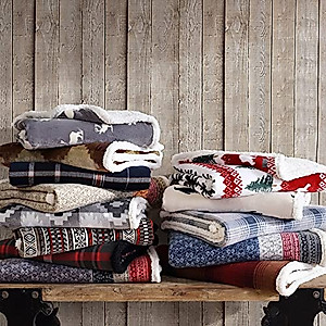 Eddie Bauer Ultra-Plush Collection Throw Blanket-Reversible Sherpa Fleece Cover, Soft & Cozy, Perfect for Bed or Couch, Copper Creek Brown