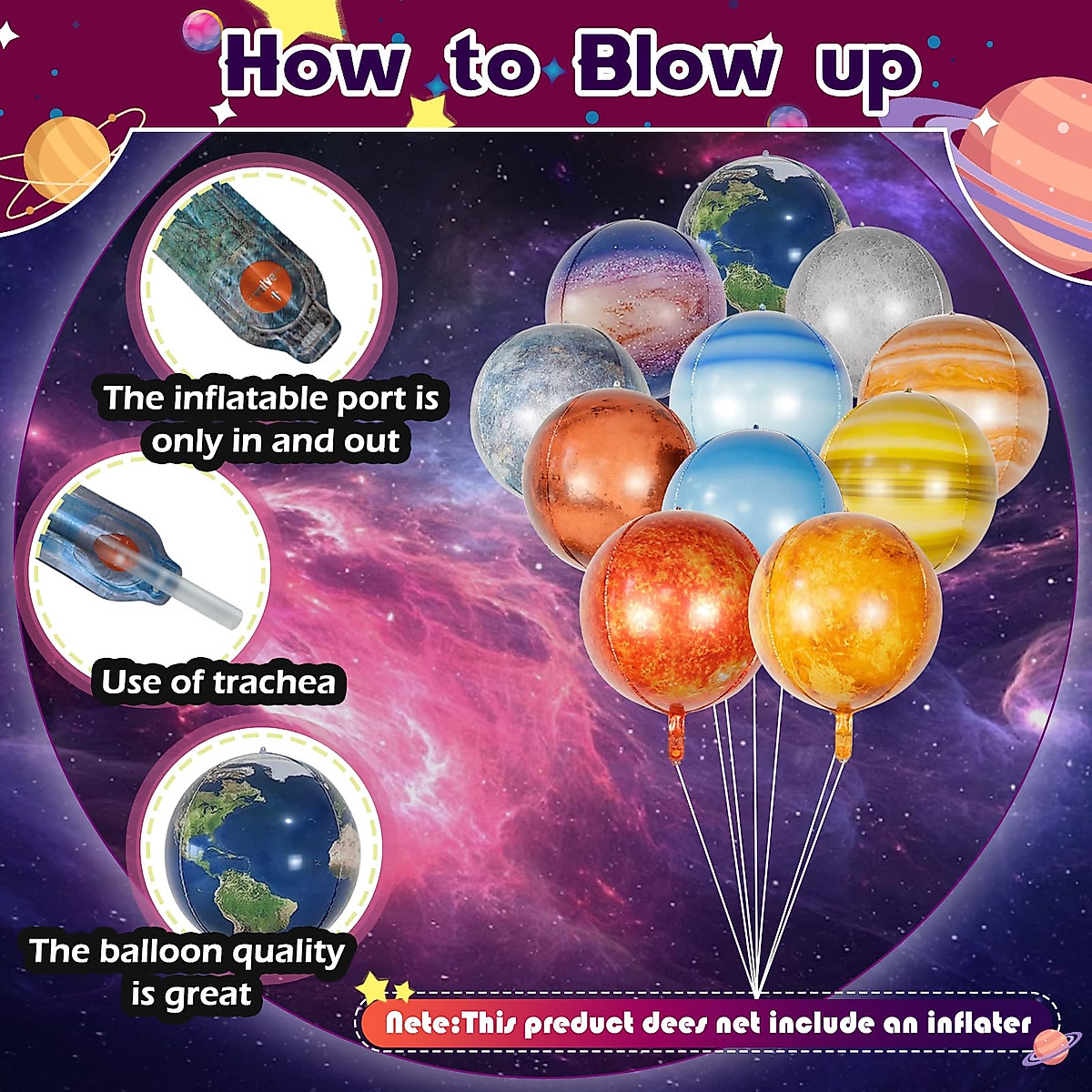 16 Pcs Galaxy Space Balloons,Space Themed Party Decorations,Solar Eclipse Balloons Rocket Spaceship Astronaut Planet Balloons Set for Kids Space Birthday Party Supplies Baby Shower Decorations