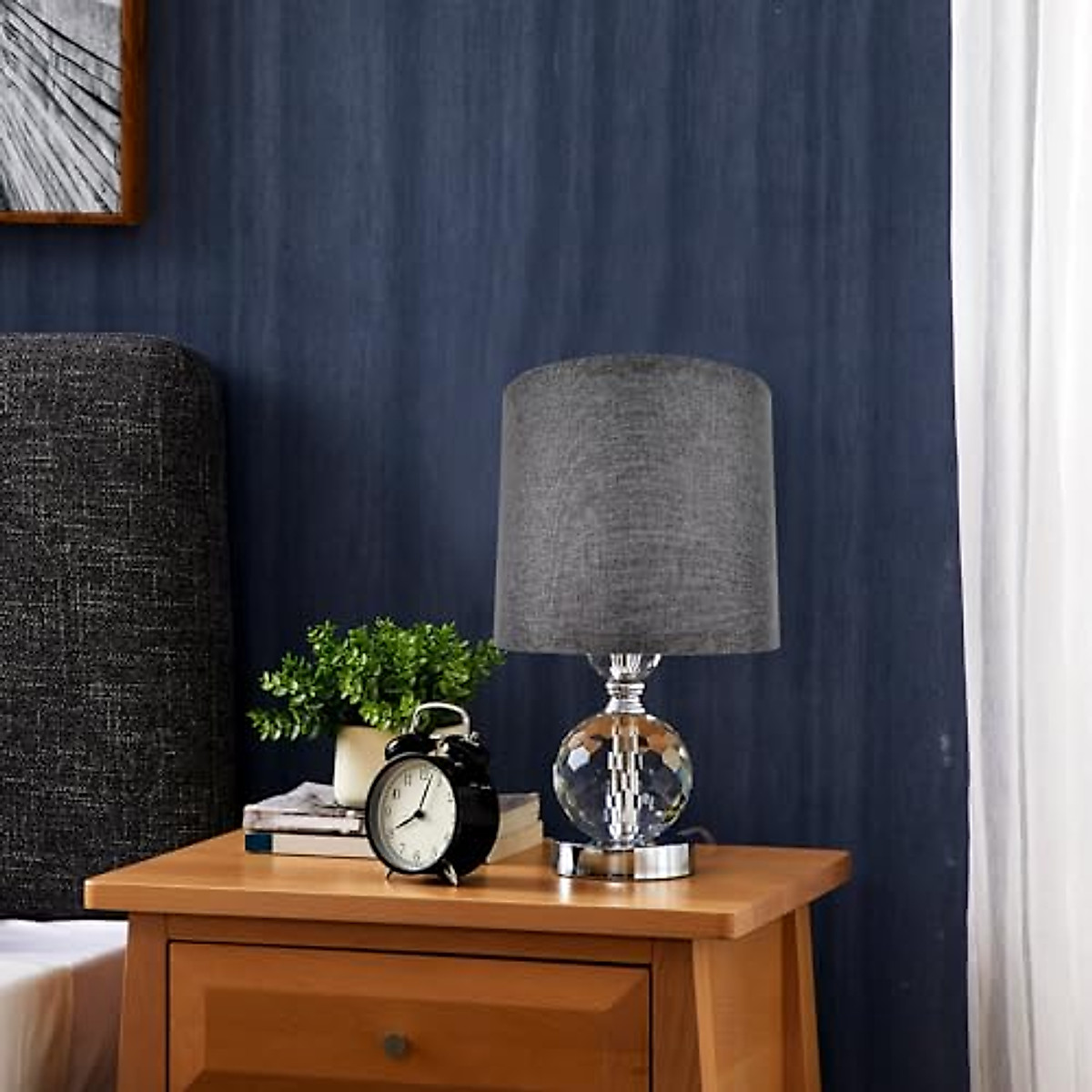 Beavorty Gray Lamp Shade Linen Fabric Lamp Shade Replacement Medium Drum Lamp Shade Transitional Cylinder Shaped Spider Construction Lamp Shade for Chandeliers Table Lamp 20cm Small Lampshade