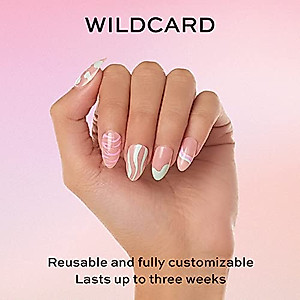 Glamnetic Press On Nails - Wild Card | Opaque UV Finish Short Pointed Almond Shape, Reusable Pastel Nails in 12 Sizes - 24 Nail Kit with Glue