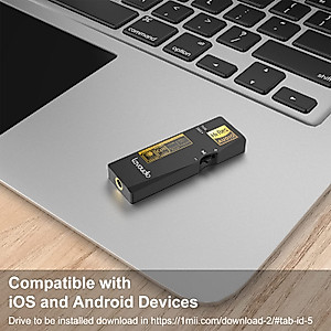 Lavaudio Headphone Amps Tiny Amplifier USB DAC, DSD256 Hi-Res HiFi Headphone Amplifier 3.5mm/Type C/Lightning/Lossless for Smartphones/PC/Laptop/Players(Lightning, Black) DS100