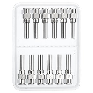 PATIKIL 8Ga x 0.5 Inch Stainless Steel Dispensing Needle Tips, 12Pcs Metal Glue Needle Tube Blunt Tips Luer Lock for Thick Glue Ink Lab, Silver