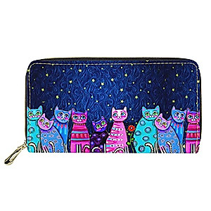 Mumeson Novelty Cats Stars Print Women RFID Wallet Leather Purse Long Clutch Bag Credit Card Holder