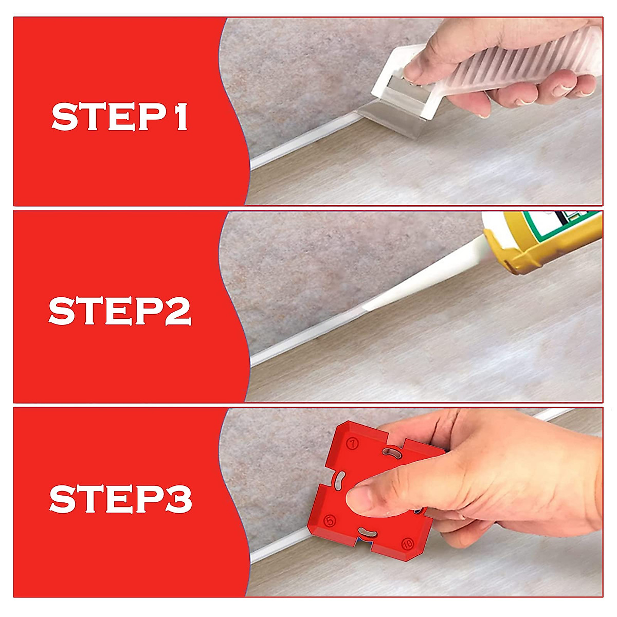 12Pcs Caulking Tool Kit, Professional Silicone Profiling Kit with Sealant Finishing Tools and Caulk Removal Tools