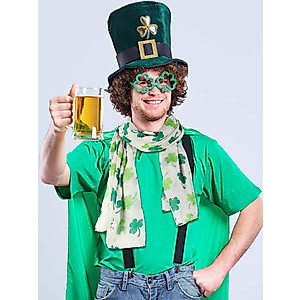 Skylety St. Patrick's Day Printed Scarf Long Shamrock Shawl Irish Theme Scarf for Holiday Outfits Accessories (Color Set 1, 3 Pieces)