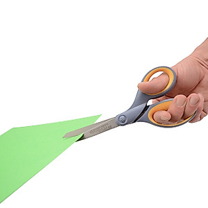 Westcott 13529 8" Straight Titanium Bonded Scissors with Soft Handle, Grey/Yellow