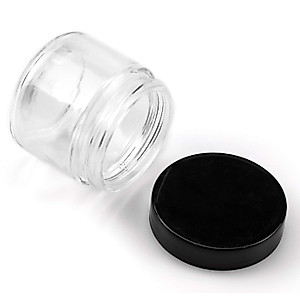 Bekith 15 pack 2oz Round Jar Straight Sided Clear Glass Jars, Airtight Glass Jar with Black Plastic Smooth Lids